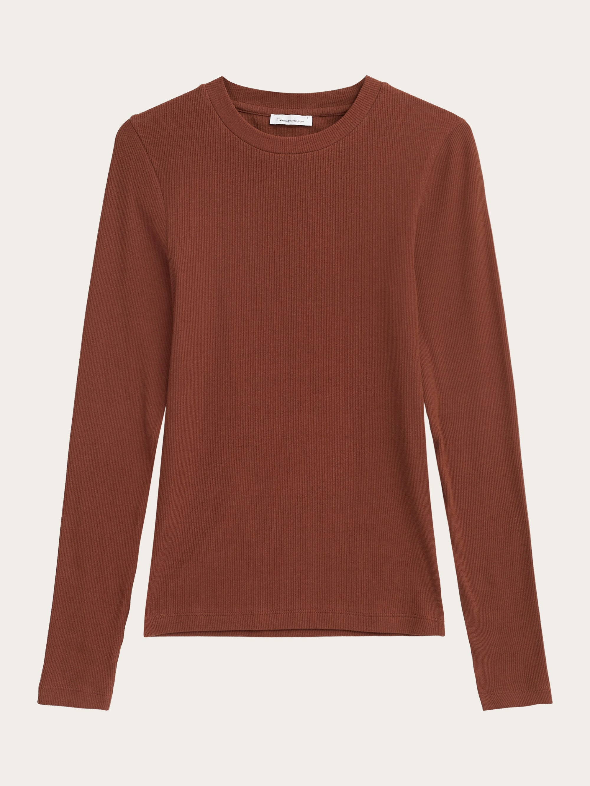 Rib Scoop Neck Long Sleeved Tiramisu Knowledgecotton Apparel Europe