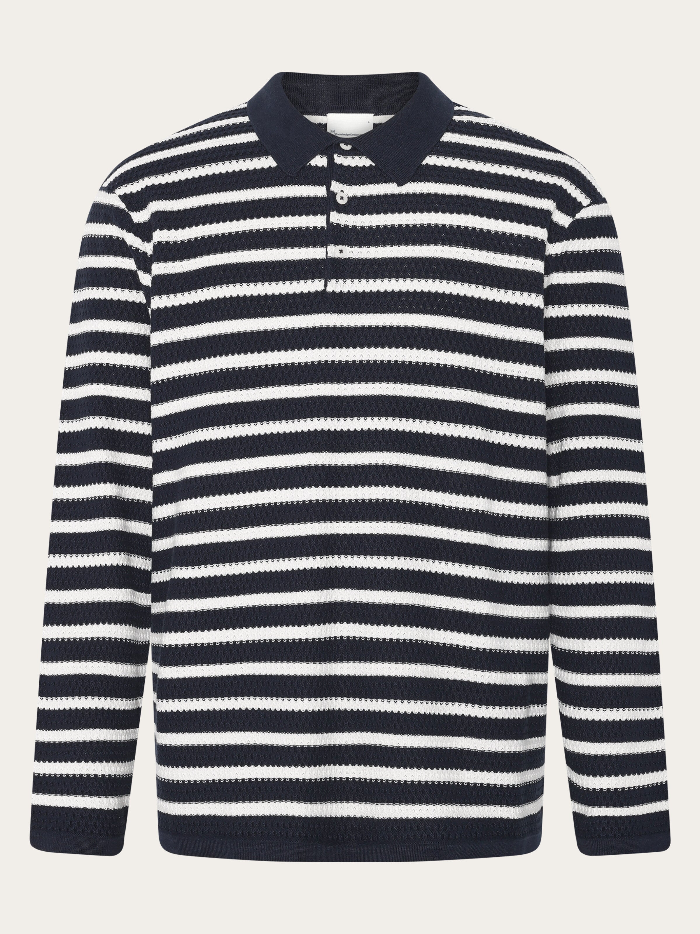 Knitted stripe polo - Navy