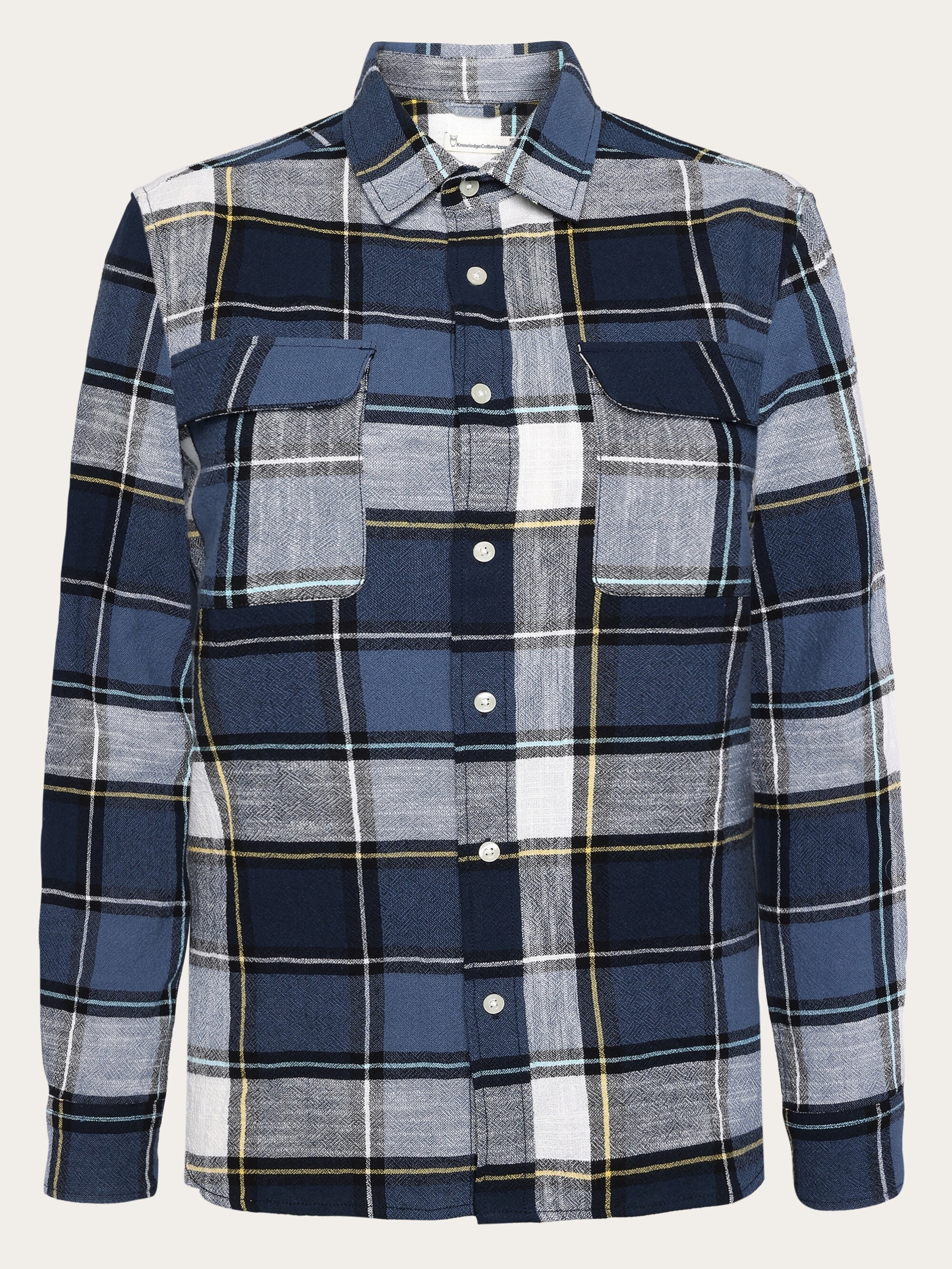 Loose fit slub checkered shirt - GOTS/Vegan - blue check