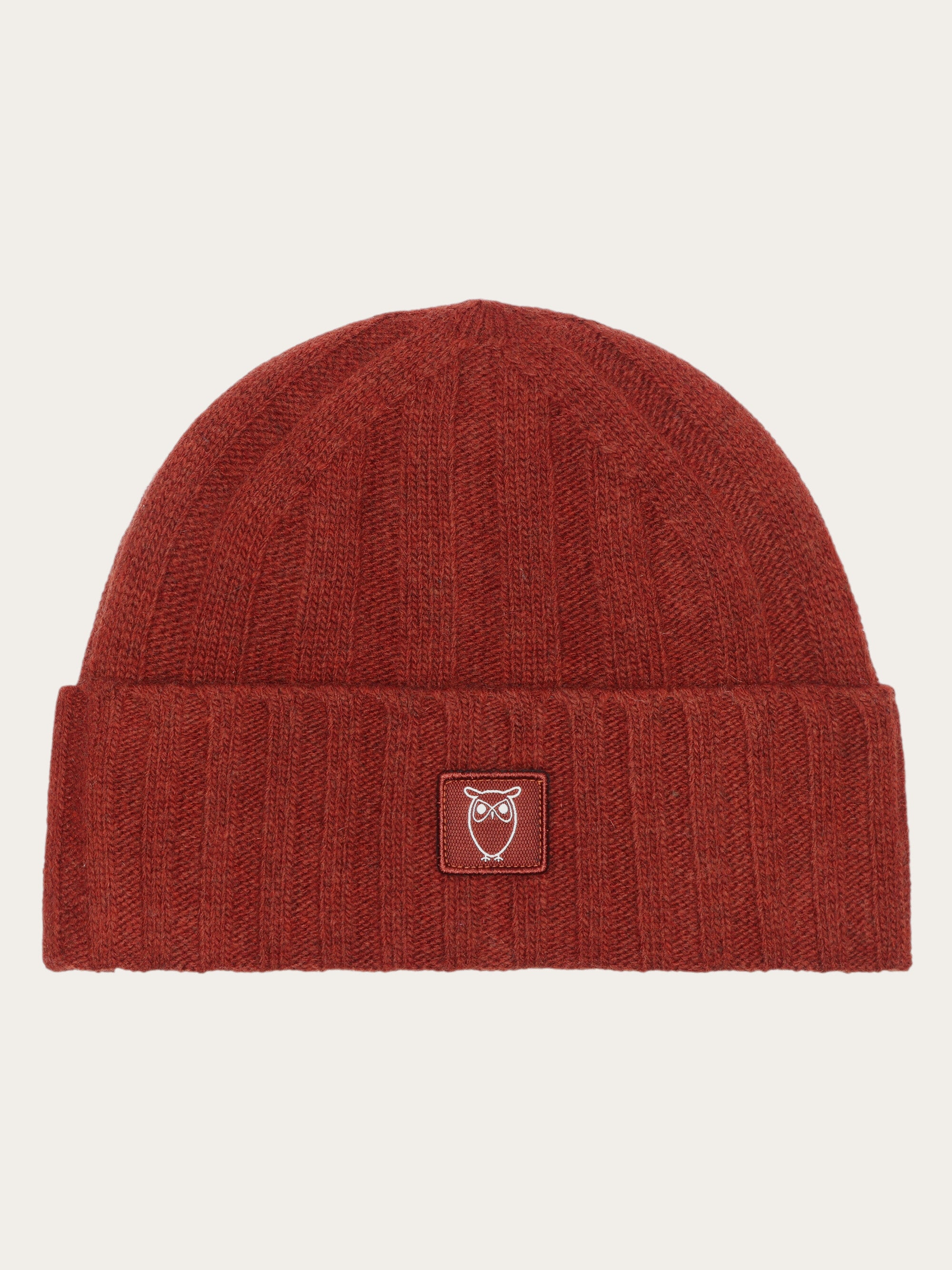 Low wool 5x4 rib beanie - RWS - Fired Brick – KnowledgeCotton Apparel ...
