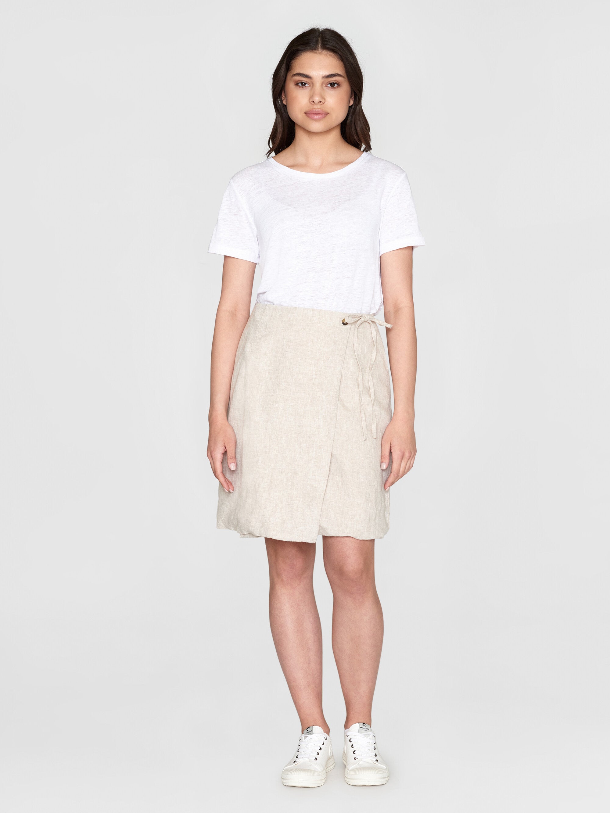 Buy Natural linen wrap skirt - Light feather gray - from ...